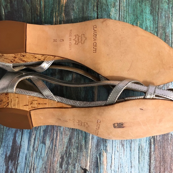 Claudia Ciuti | Shoes | Claudia Couture Silver And Cork Wedged Sandal ...